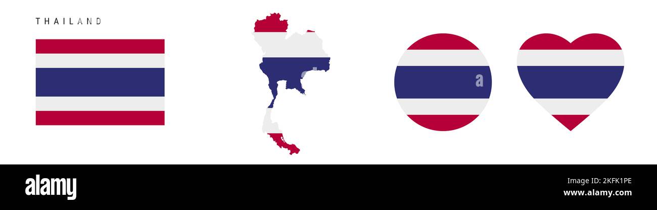 Thailand flag icon set. Thai pennant in official colors and proportions ...
