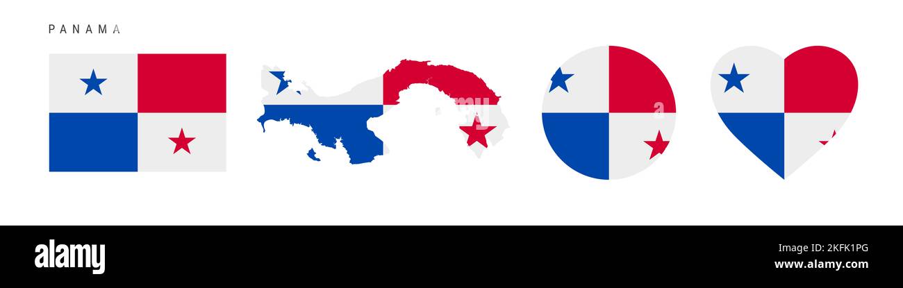 Panama flag icon set. Panamanian pennant in official colors and ...