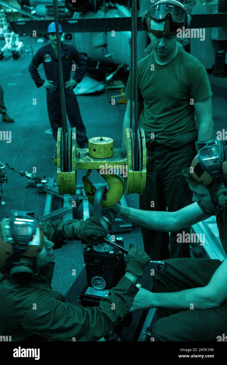 U.S. Marine Corps Sgt. Joaquin Aldape, left, Cpl. Zachary Whitmore, right, and Lance Cpl. Noah ...