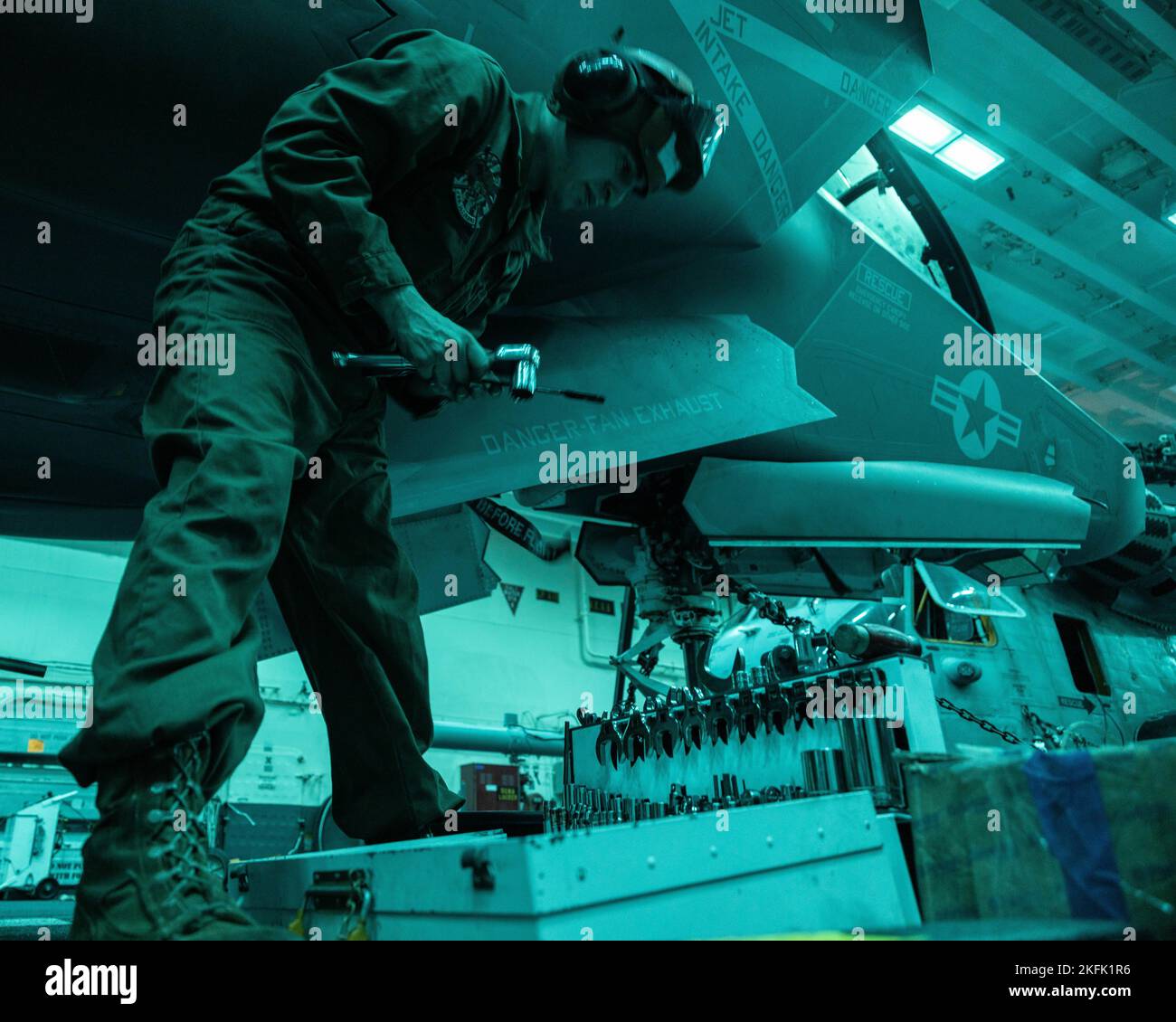U.S. Marine Corps Sgt. Joaquin Aldape, an F-35B power line mechanic ...