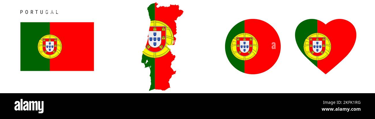 Portugal flag icon set. Portuguese pennant in official colors and ...