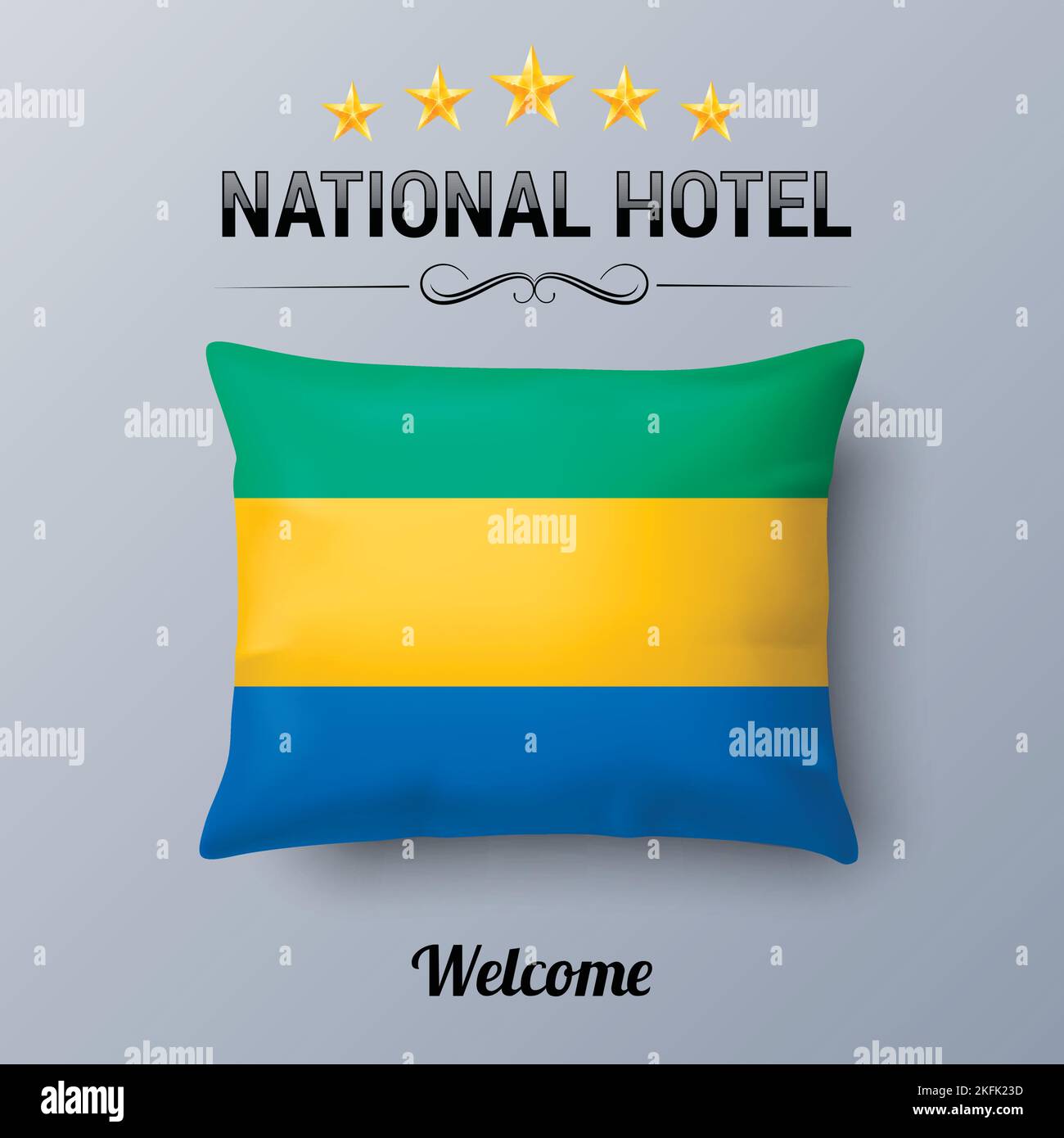Realistic Pillow and Flag of Gabon as Symbol National Hotel. Flag ...