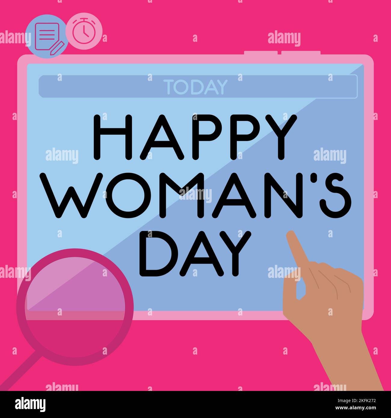 Text caption presenting Happy Woman's Day. Concept meaning to ...