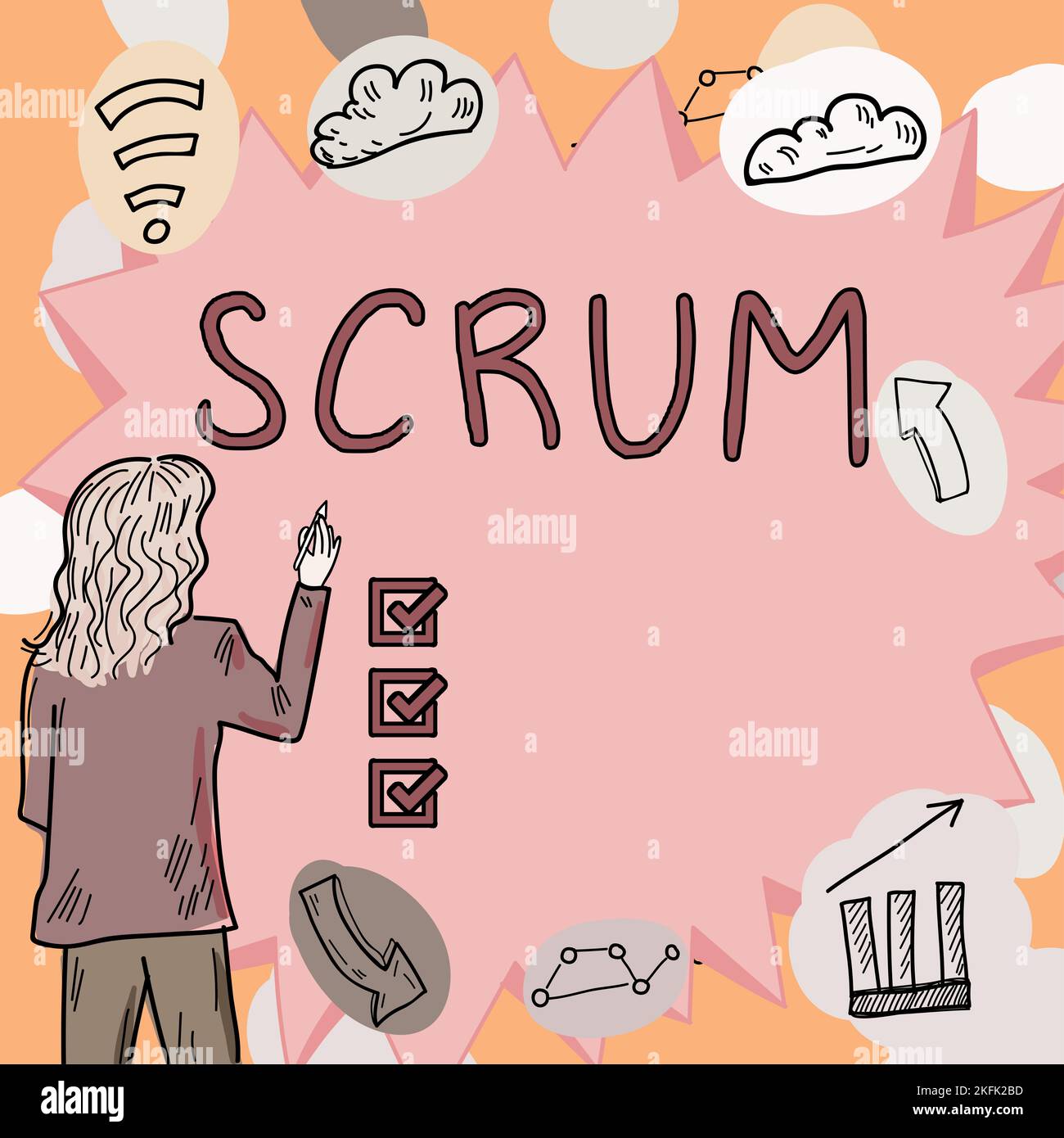 Writing Displaying Text Scrum Word Written On Handwriting As Distinct From Print Written