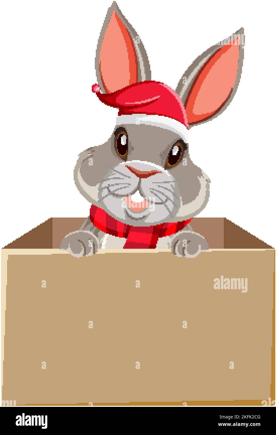 Cute rabbit in the box illustration Stock Vector Image & Art - Alamy