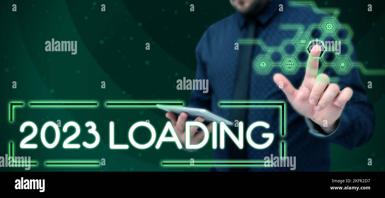 Writing Displaying Text 2023 Loading Business Showcase Advertising The Upcoming Year