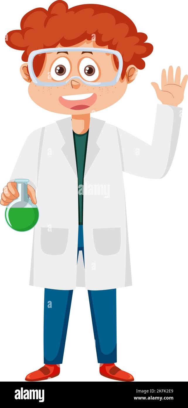 Cute scientist boy cartoon character illustration Stock Vector Image ...