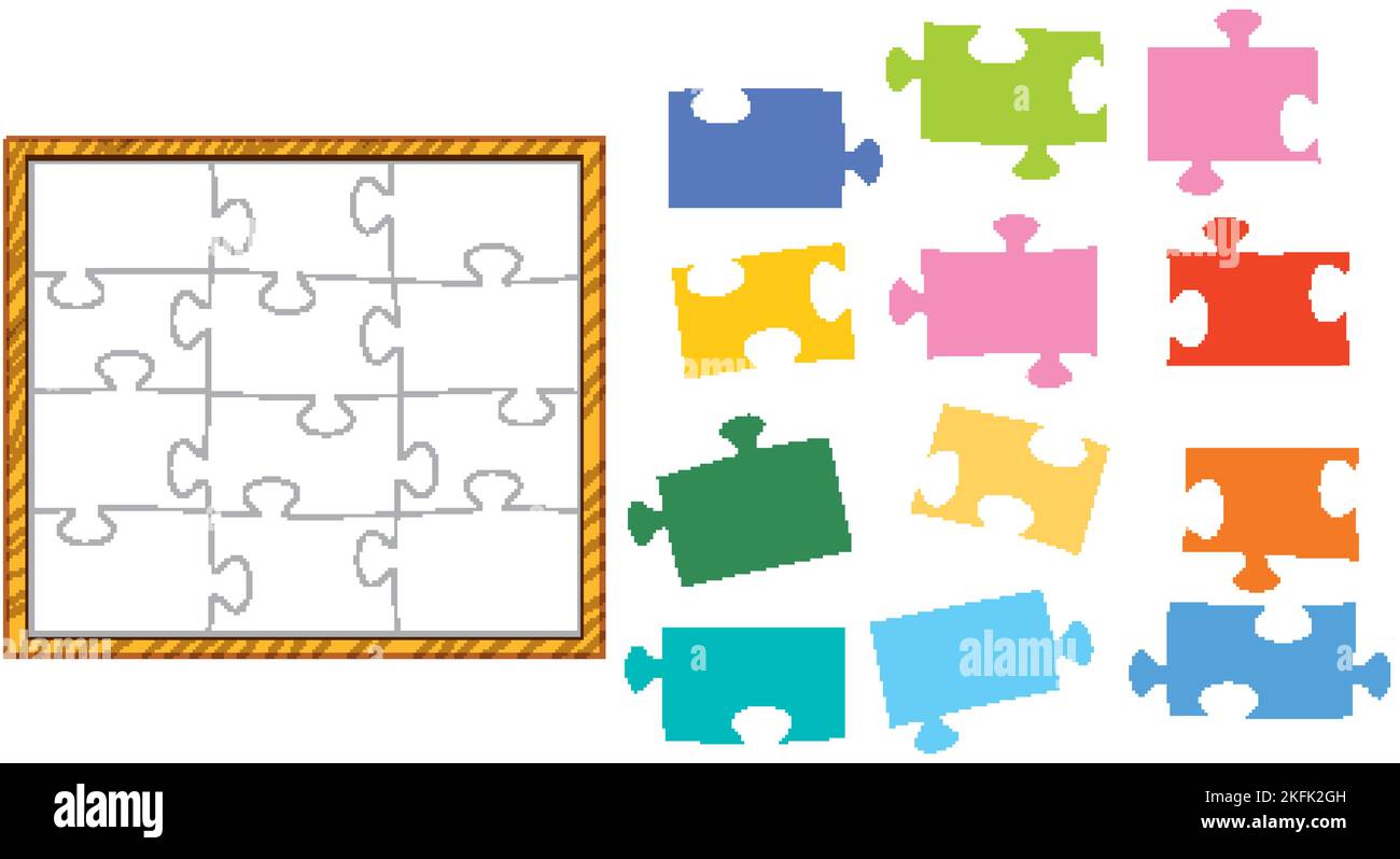 Colourful puzzle pieces game template illustration Stock Vector Image ...