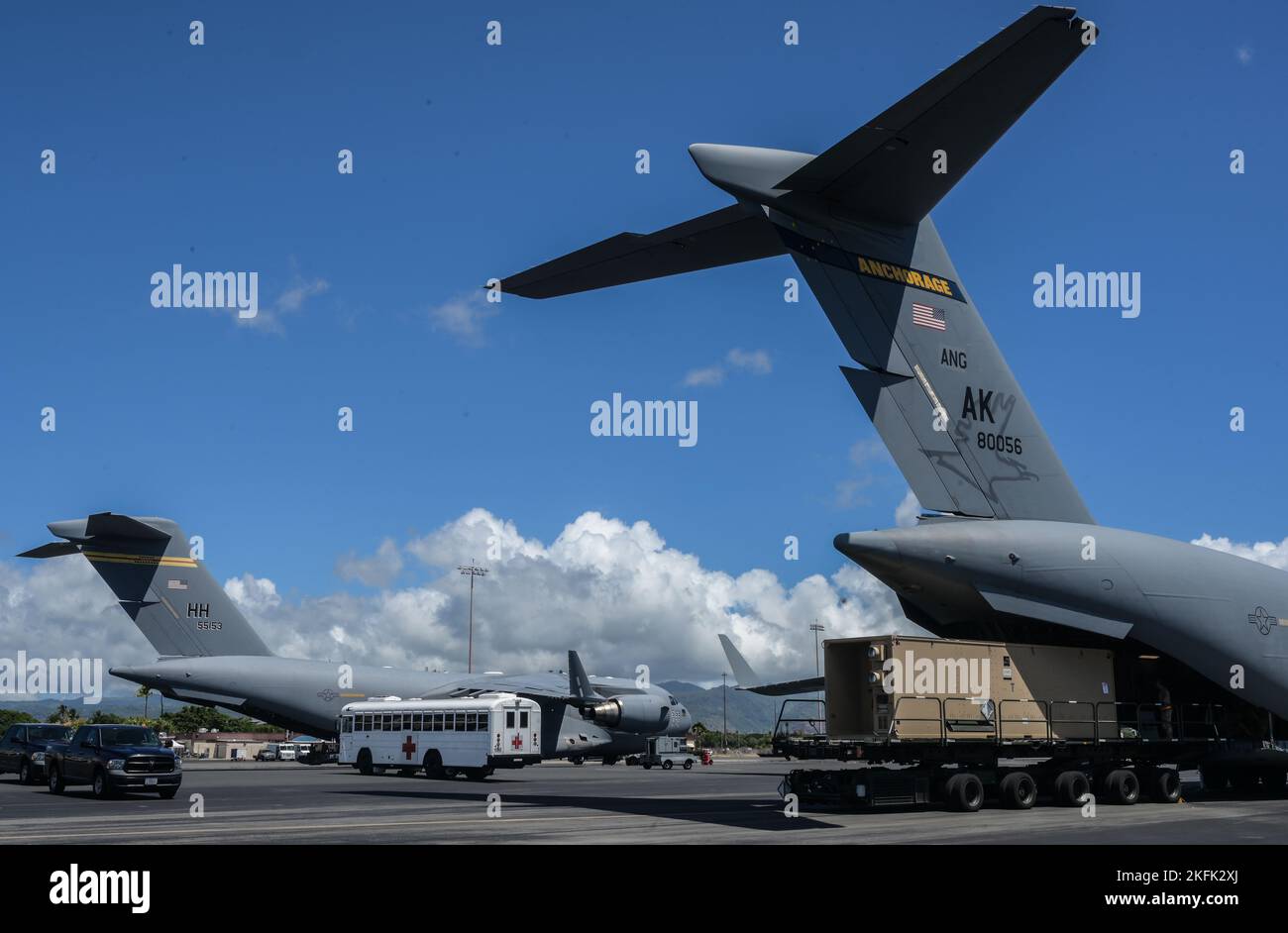 Personnel assigned to the 735th Air Mobility Squadron transport a ...
