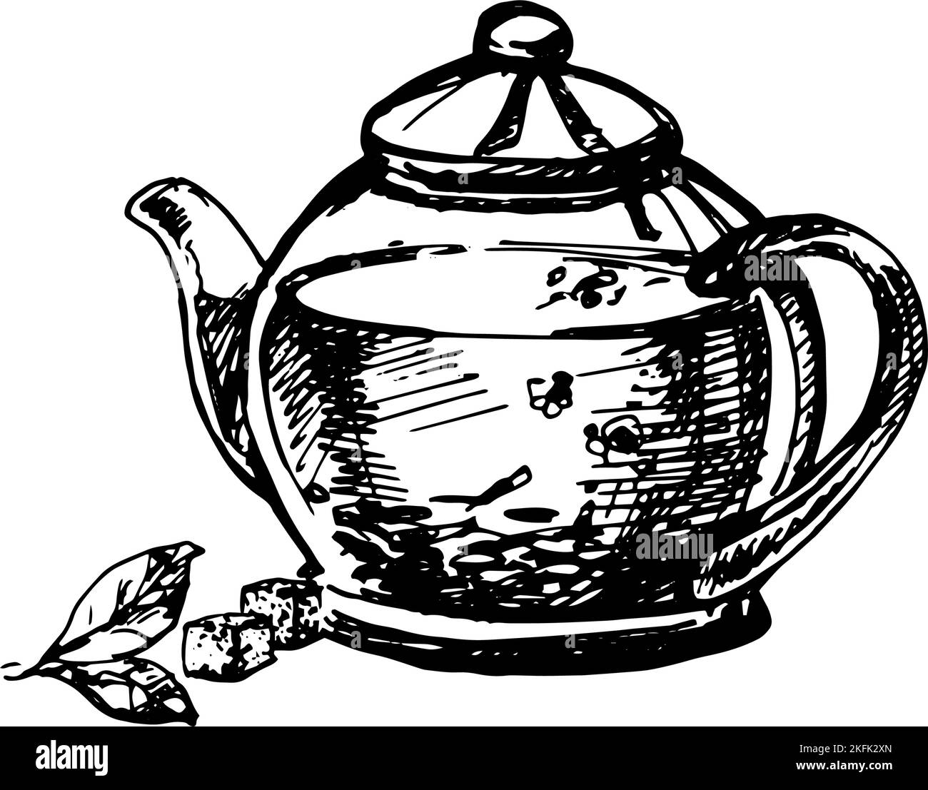 Hand Drawn Sketch of Teapot. Vintage Sketch. Great for Banner, Label ...