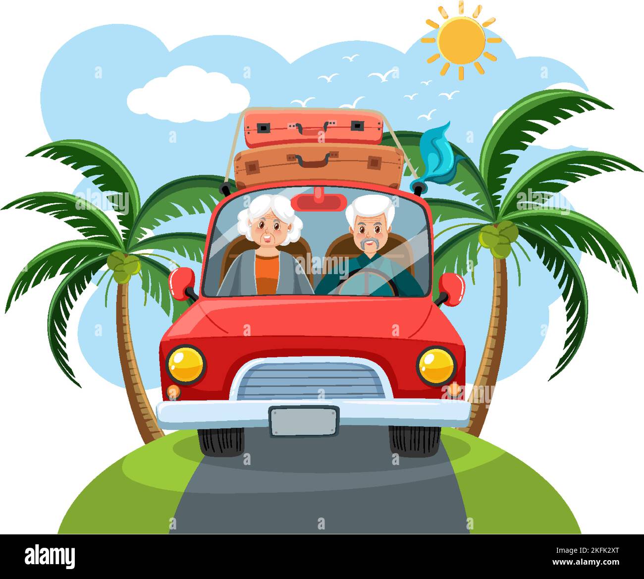 Senior couple driving car illustration Stock Vector Image & Art - Alamy