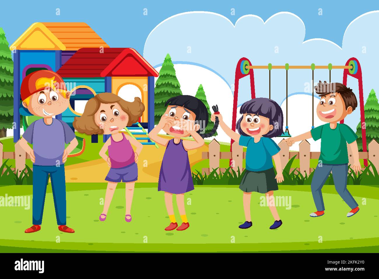Kids bullying their friend at school illustration Stock Vector Image ...