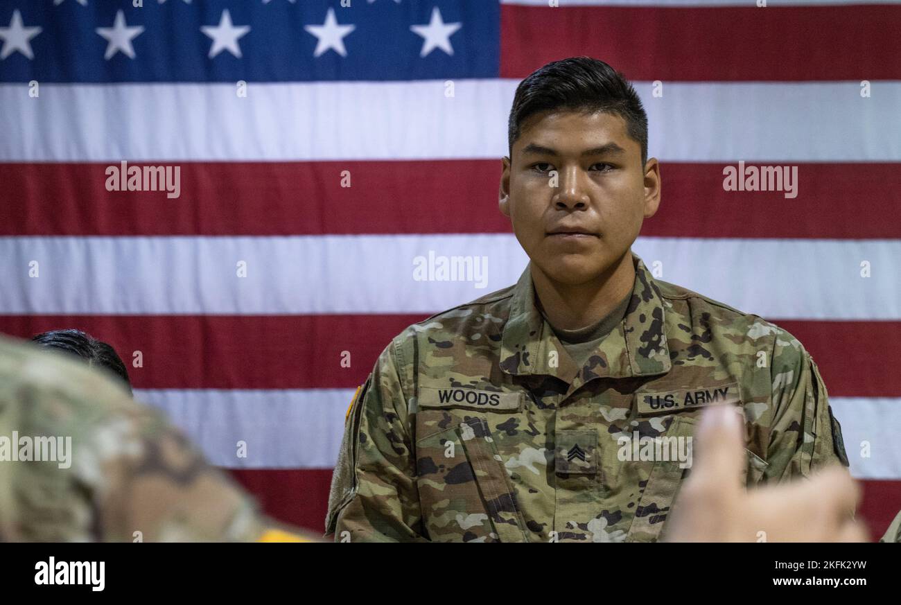 Alaska Army National Guard Sgt. Dempsey Woods, a small arms artillery ...