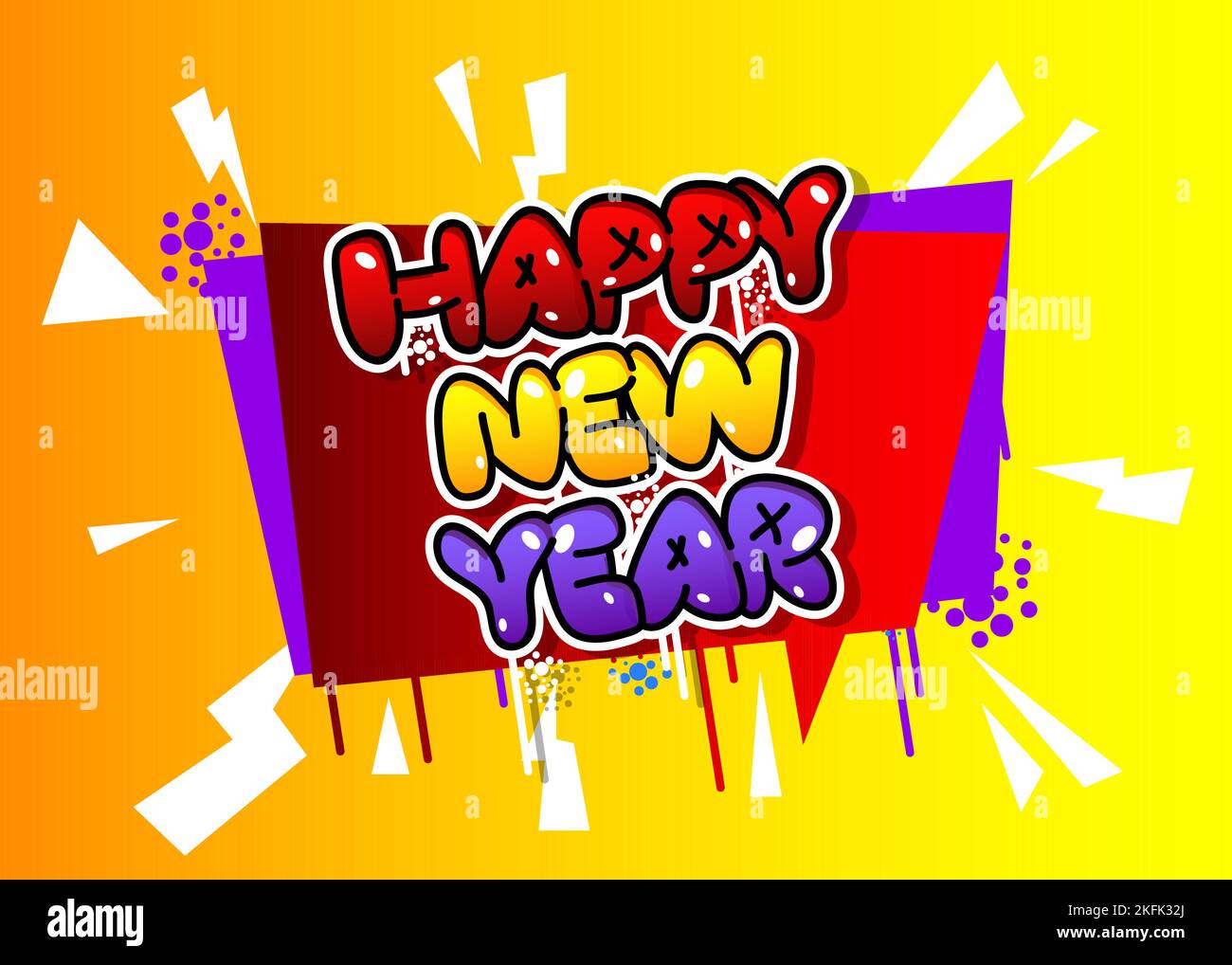 Happy New Year. Graffiti tag, greeting card. Abstract modern holiday ...