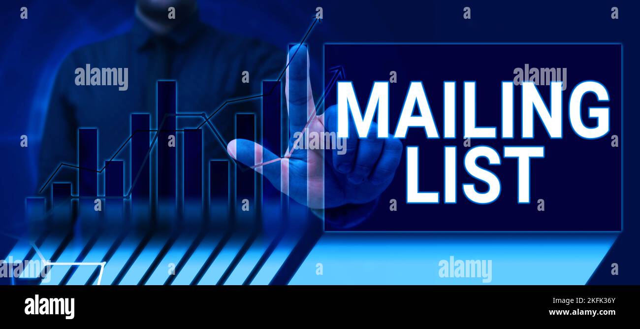 Sign displaying Mailing List. Conceptual photo list of people who ...