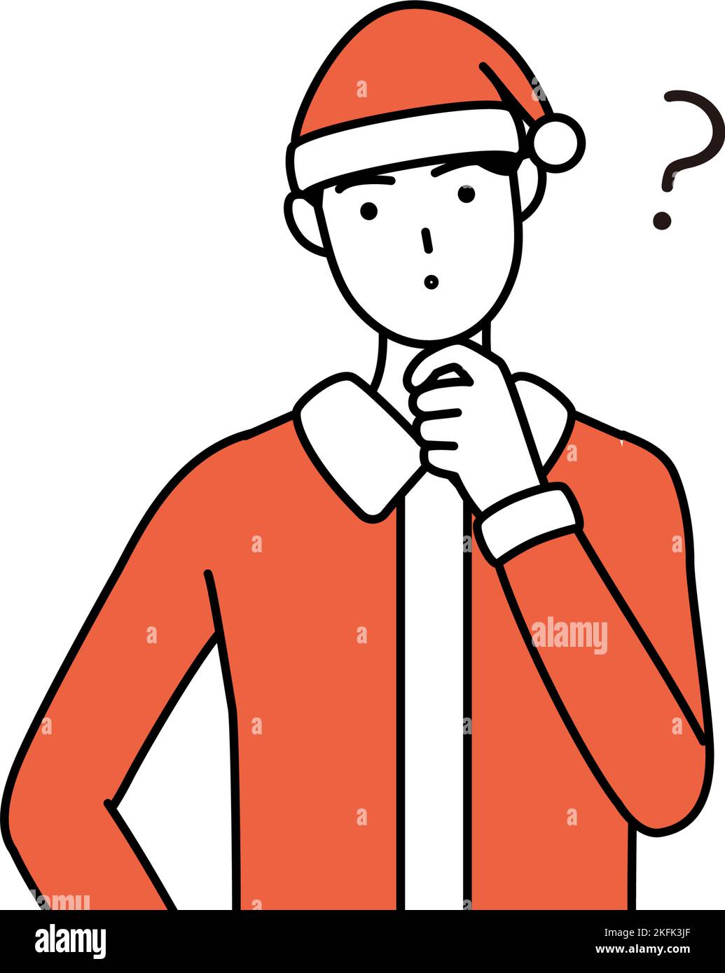 Simple line drawing illustration of a man dressed as Santa Claus with ...