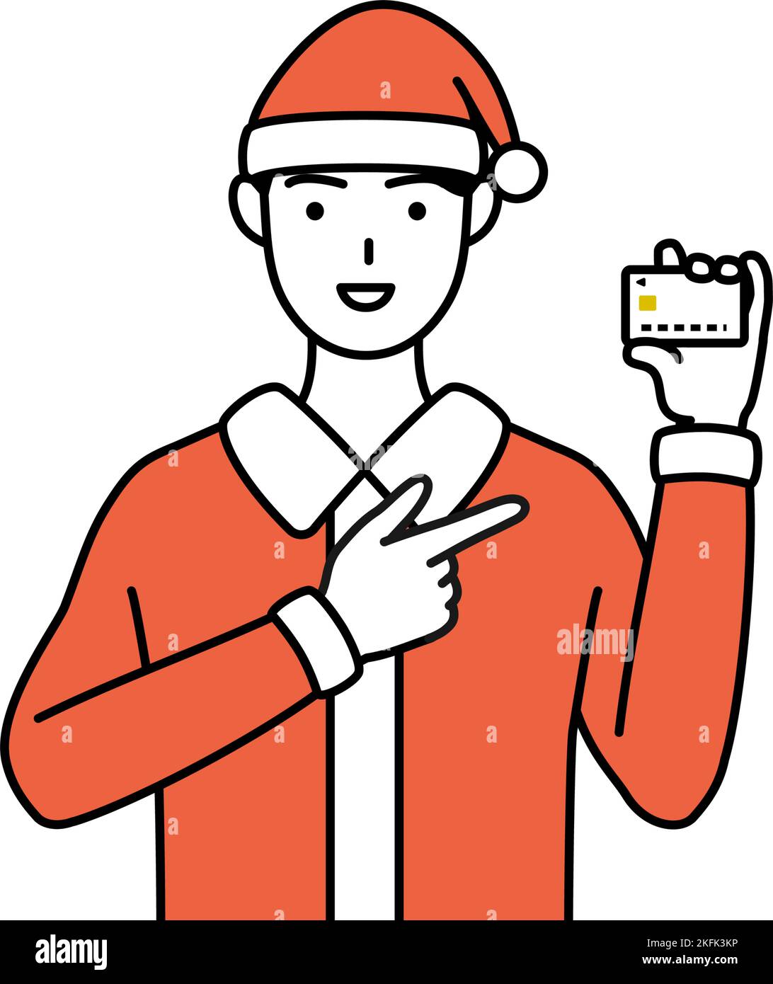 Simple line drawing illustration of a man dressed as Santa Claus ...