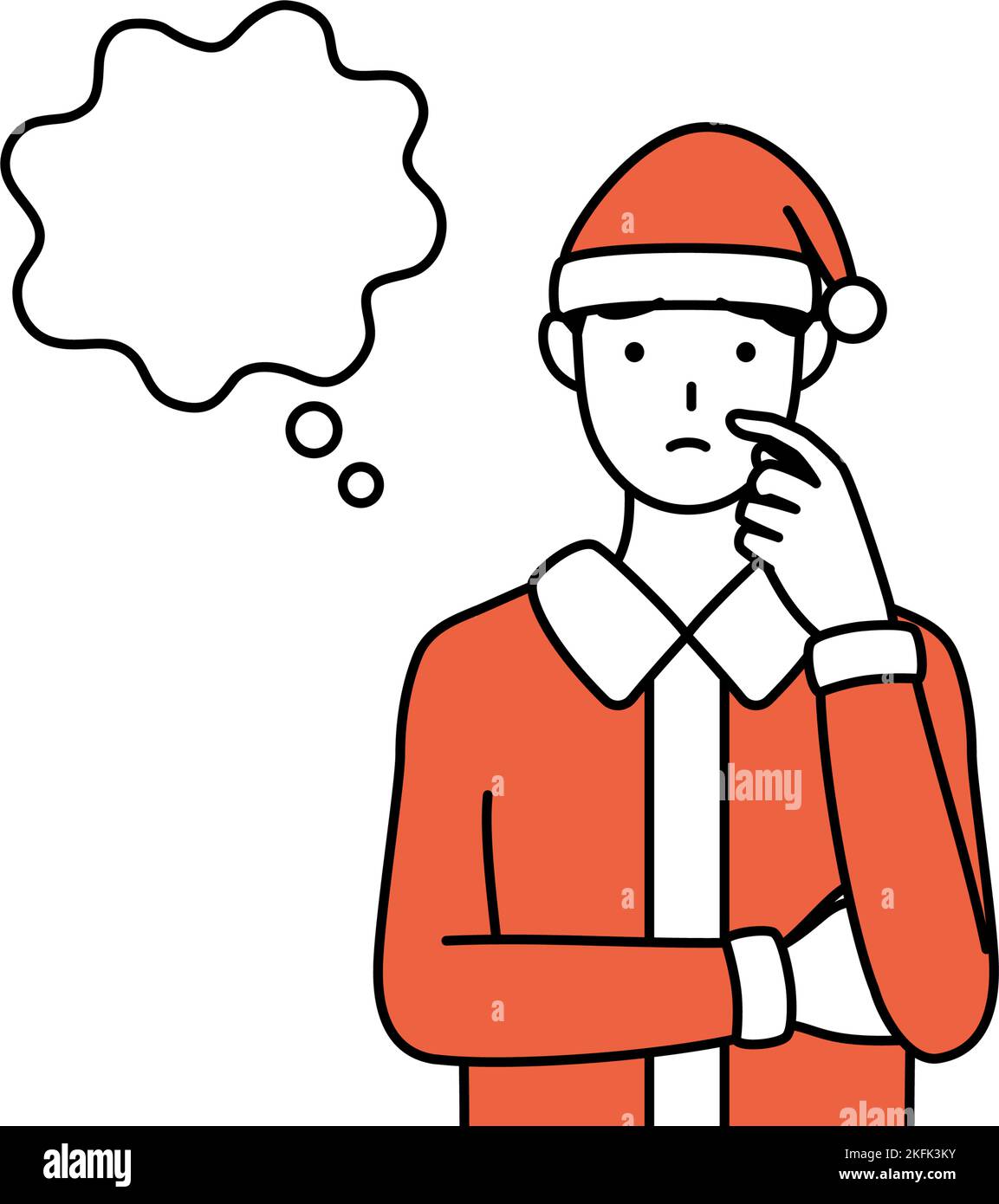 Simple line drawing illustration of a man dressed as Santa Claus ...