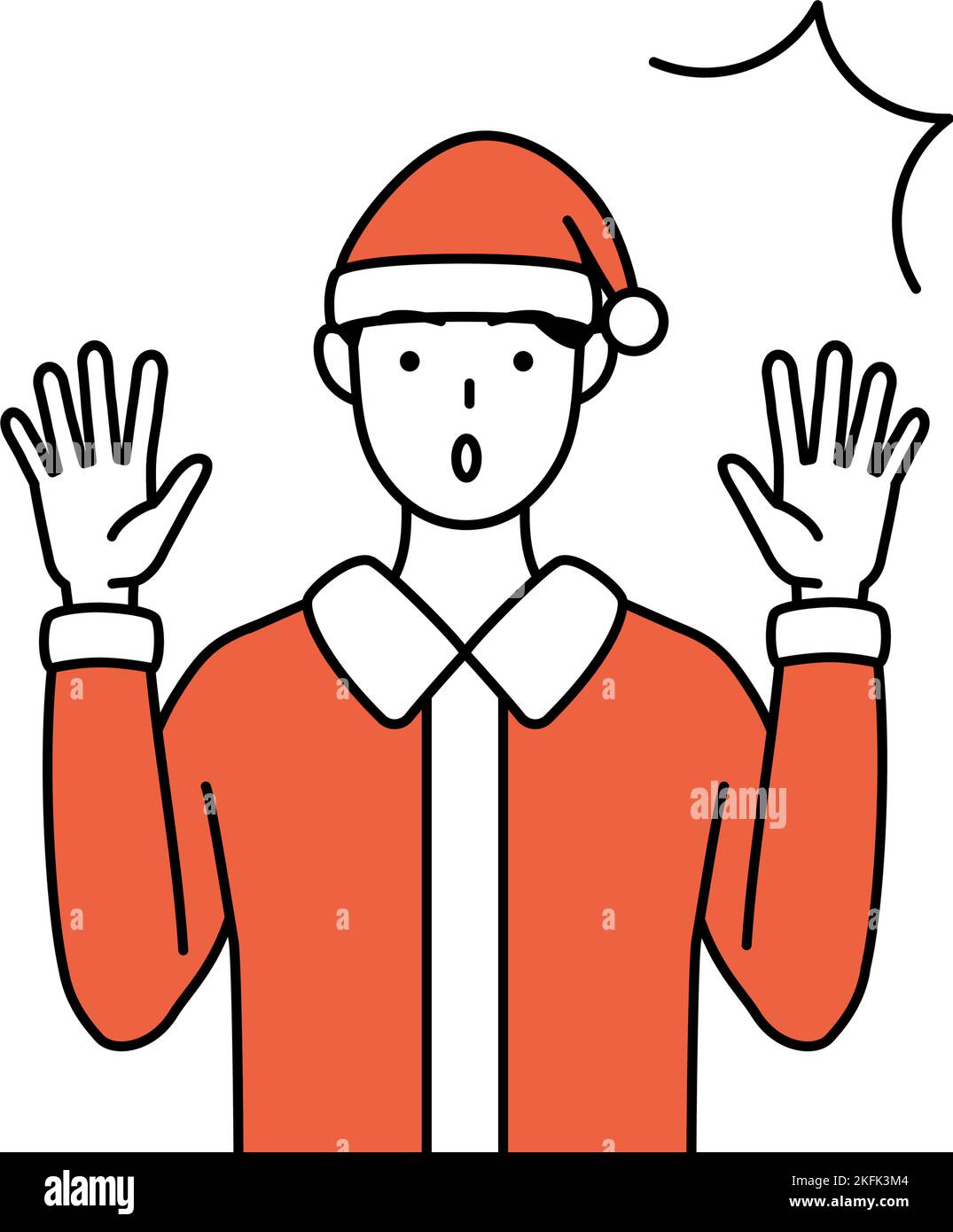 Simple line drawing illustration of a man dressed as Santa Claus ...