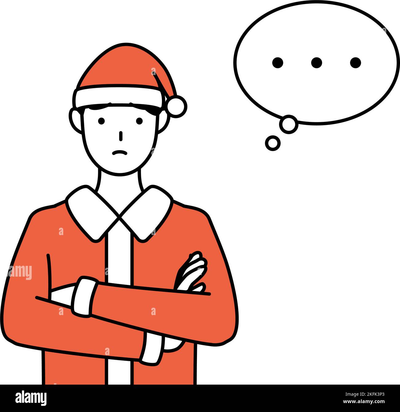 Simple line drawing illustration of a man dressed as Santa Claus,arms ...