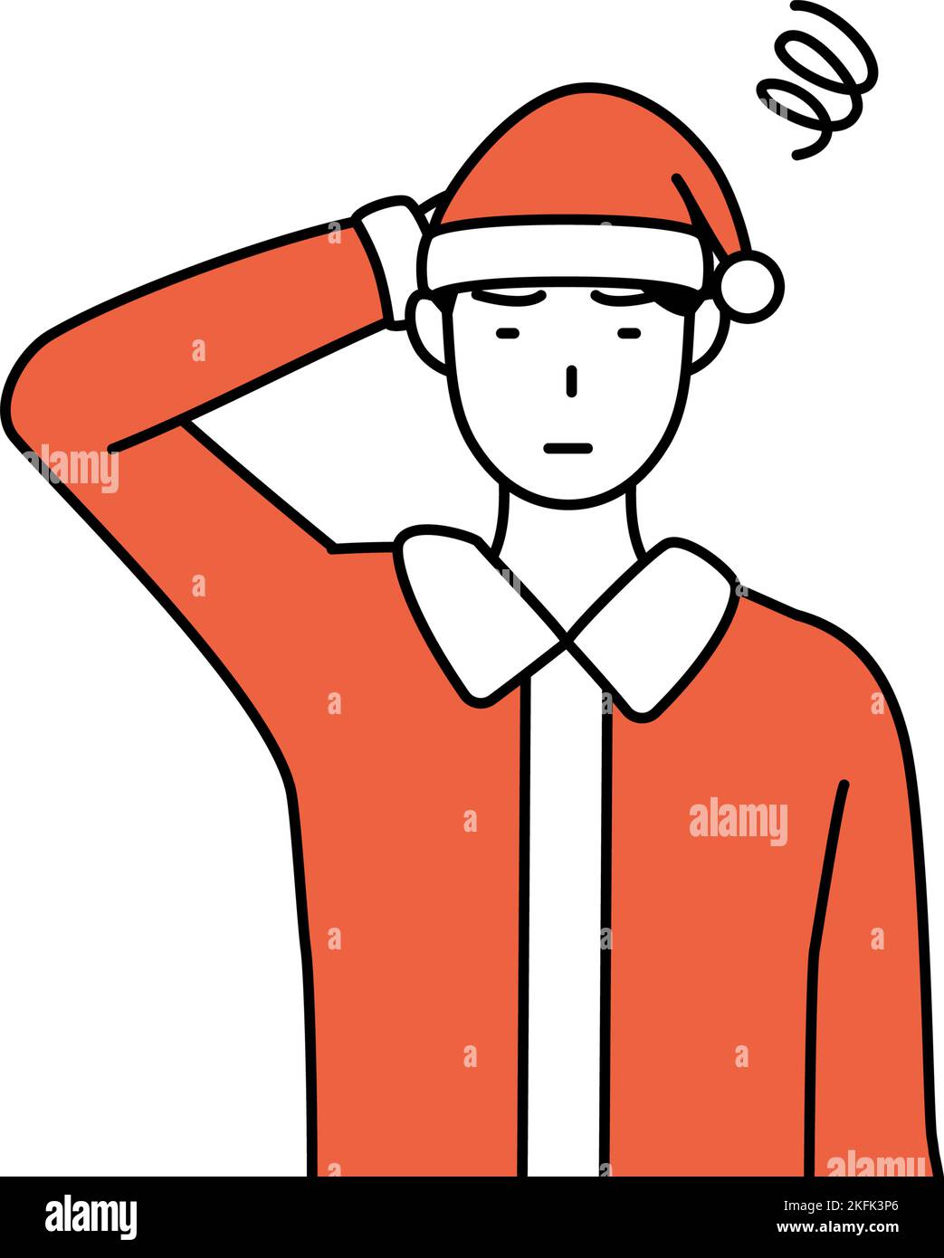 Simple line drawing illustration of a man dressed as Santa Claus ...