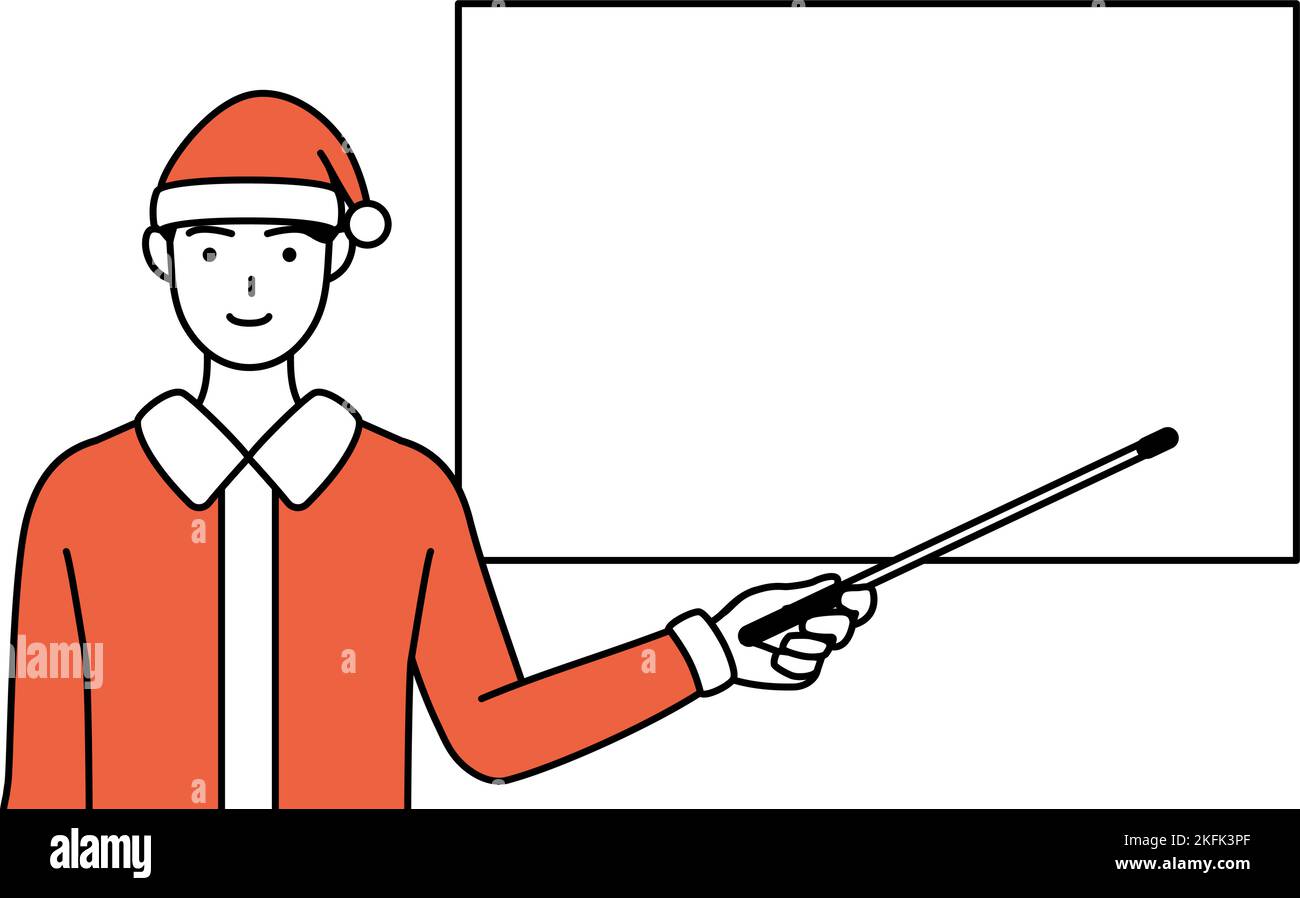 Simple line drawing illustration of a man dressed as Santa Claus ...