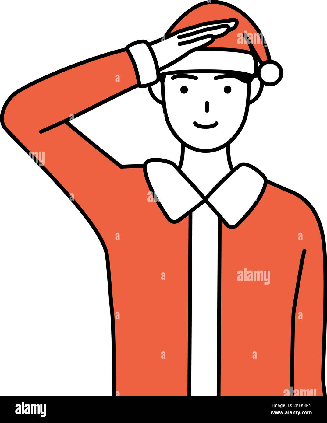Simple line drawing illustration of a man dressed as Santa Claus making ...