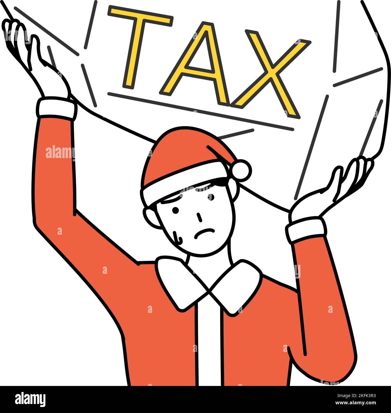 Simple line drawing illustration of a man dressed as Santa Claus ...