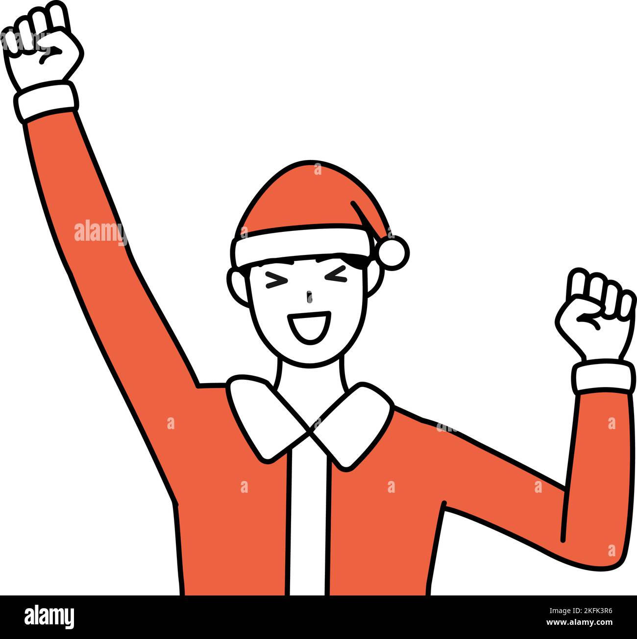 Simple line drawing illustration of a man dressed as Santa Claus ...