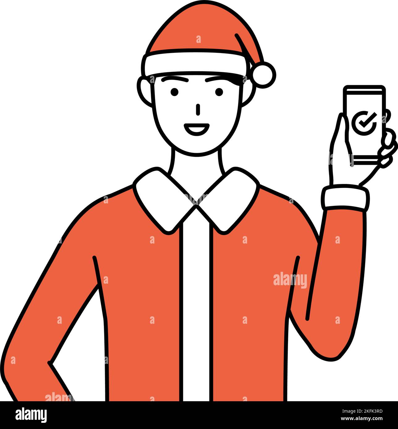 Simple line drawing illustration of a man dressed as Santa Claus using ...