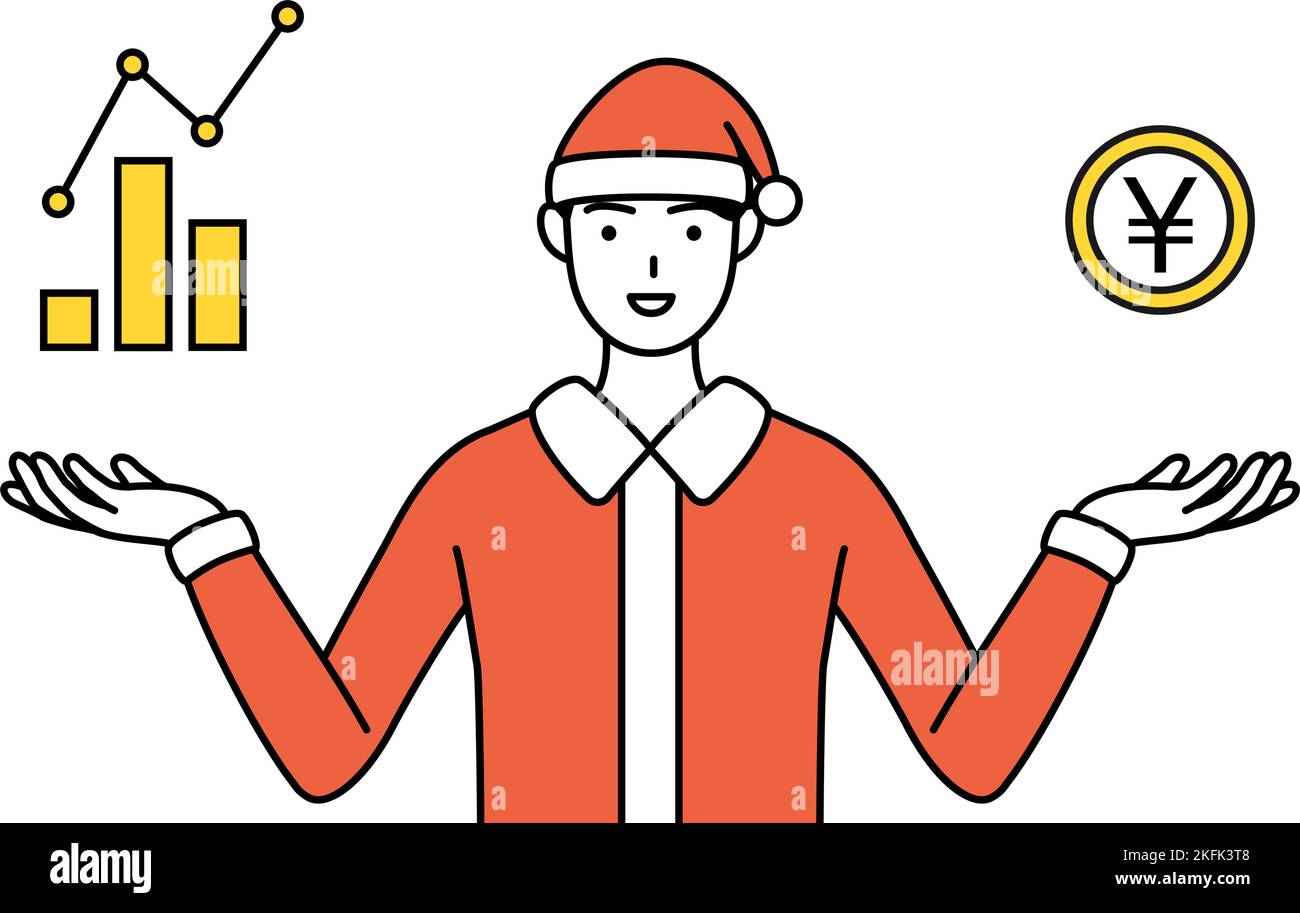 Simple line drawing illustration of a man dressed as Santa Claus ...
