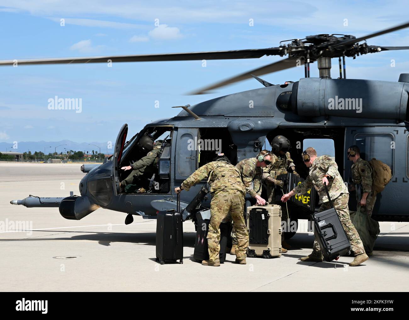 Aircrew prepare an HH-60G Pave Hawk from the 66th Rescue Squadron at ...