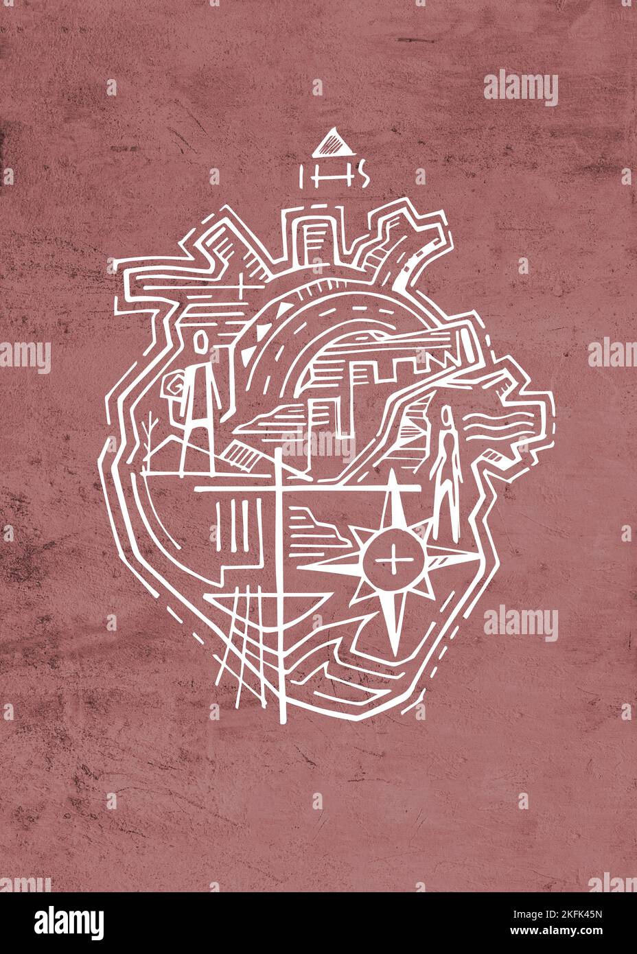 Hand drawn illustration or drawing of Heart Voc Stock Photo - Alamy