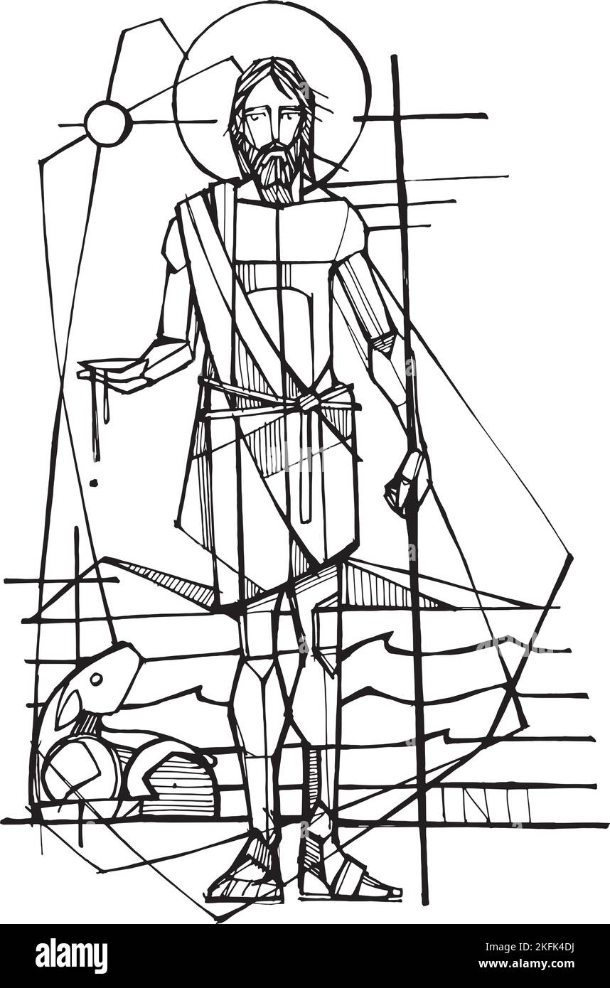 Hand drawn vector illustration or drawing of saint john the baptist Stock Vector Image & Art - Alamy