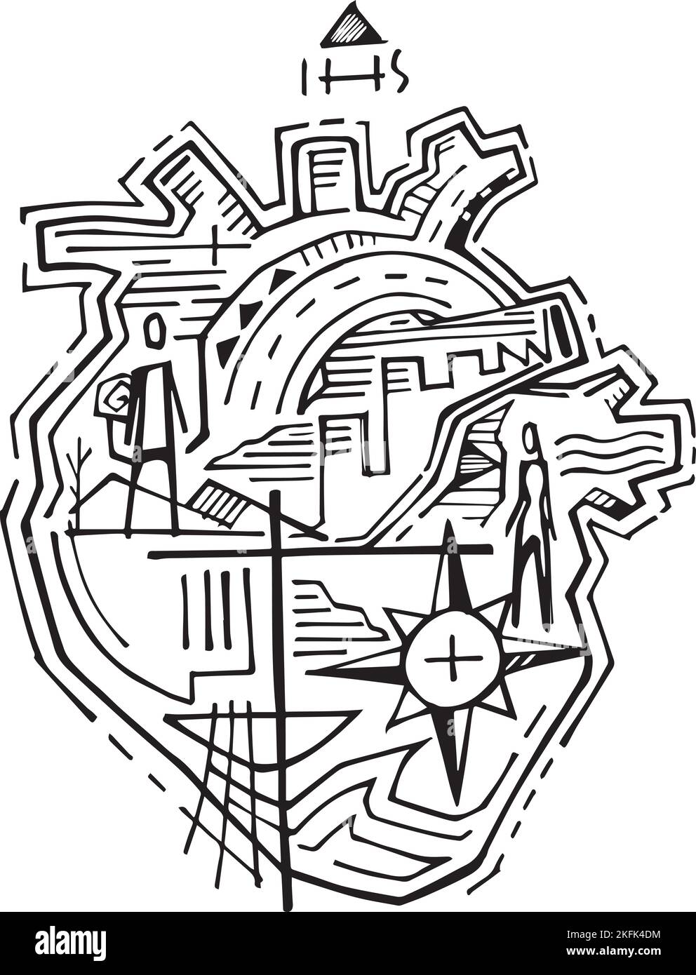 Hand drawn vector illustration or drawing of Heart Voc Stock Vector ...