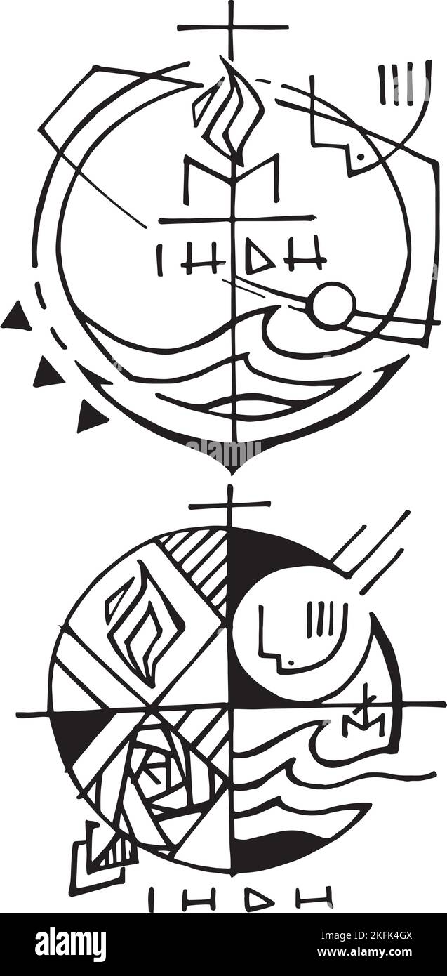 Hand drawn vector illustration or drawing of Symbols Mary Stock Vector ...
