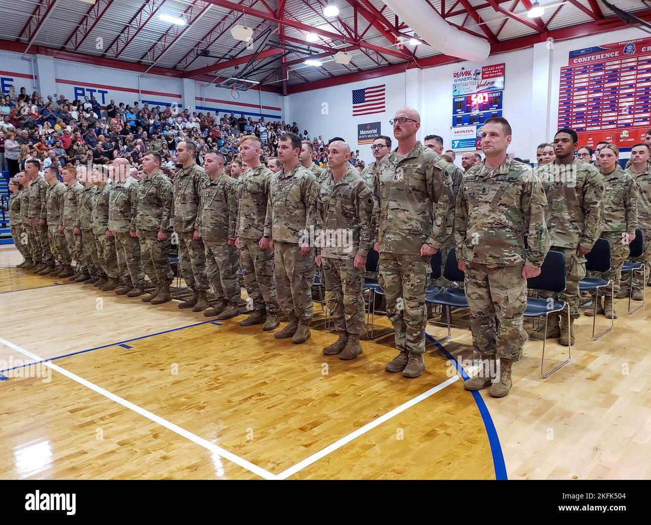 Soldiers of 1st Battalion, 134th Field Artillery Regiment stand at ...
