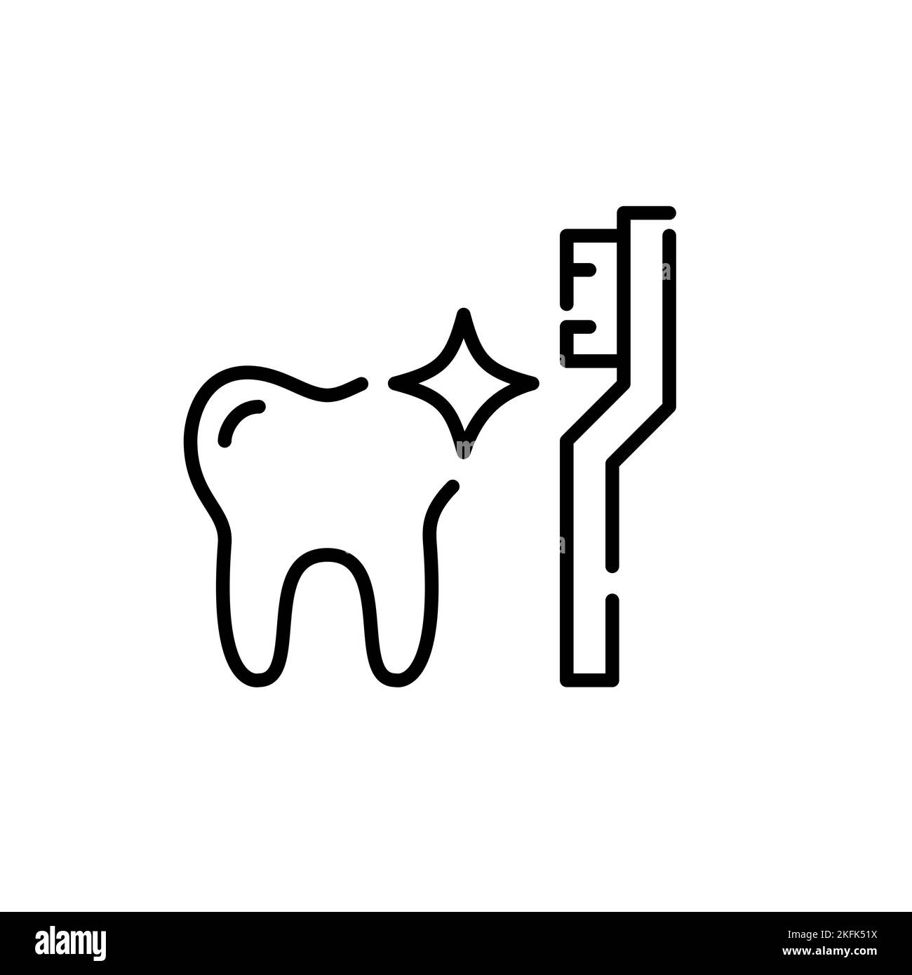 Shiny tooth with toothbrush. Dental care. Pixel perfect, editable ...