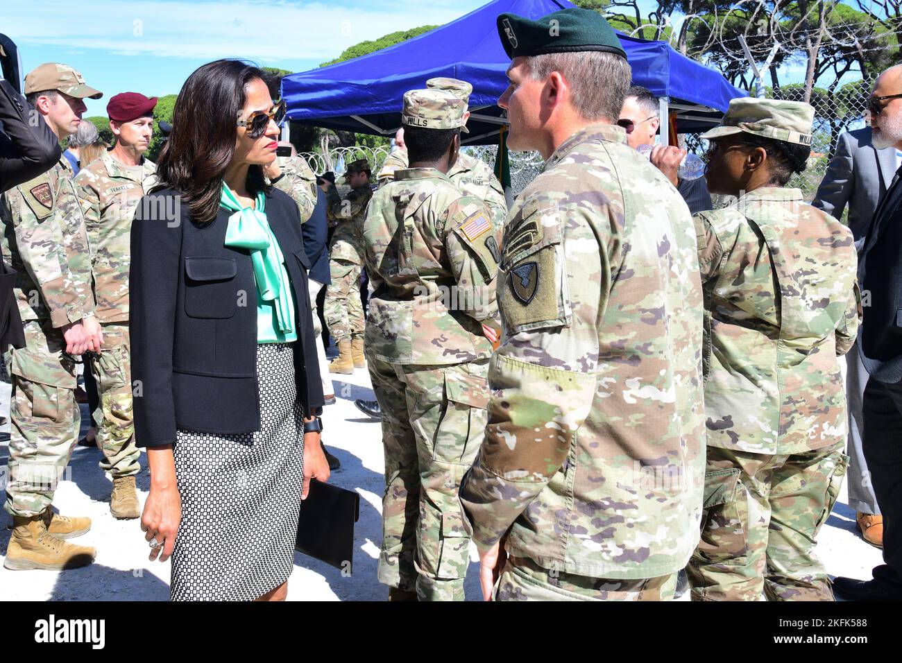 U.S. Army Col. Matthew J. Gomlak, Garrison Italy Commander, speaks with ...