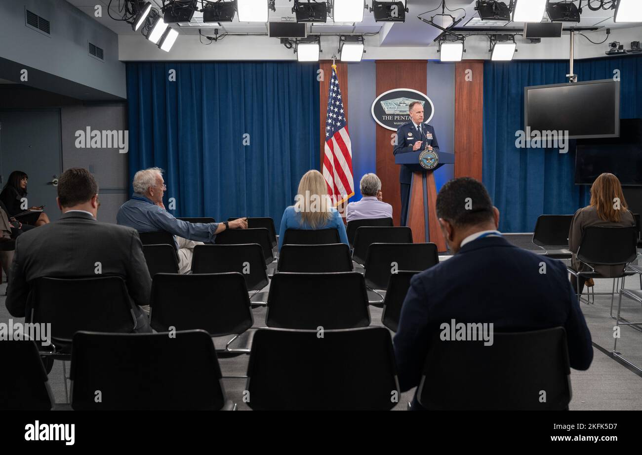 Pentagon Press Secretary Air Force Brig. Gen. Pat Ryder speaks during a ... Pentagon Press Secretary Air Force Brig. Gen. Pat Ryder speaks during a ...