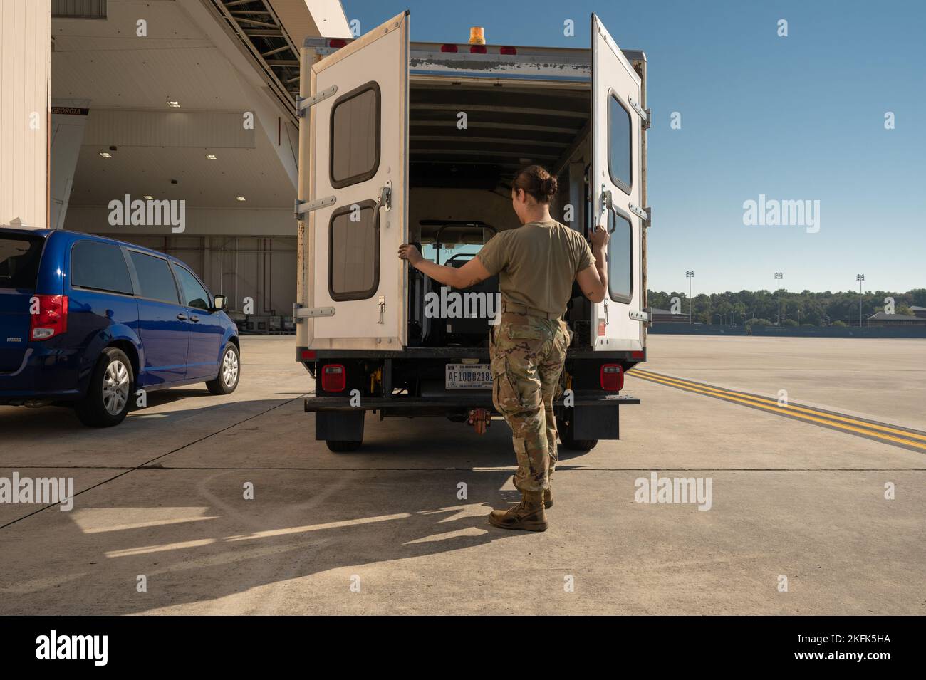 U.S. Air Force Airman 1st Class Haley Shutter, an in-flight controls ...