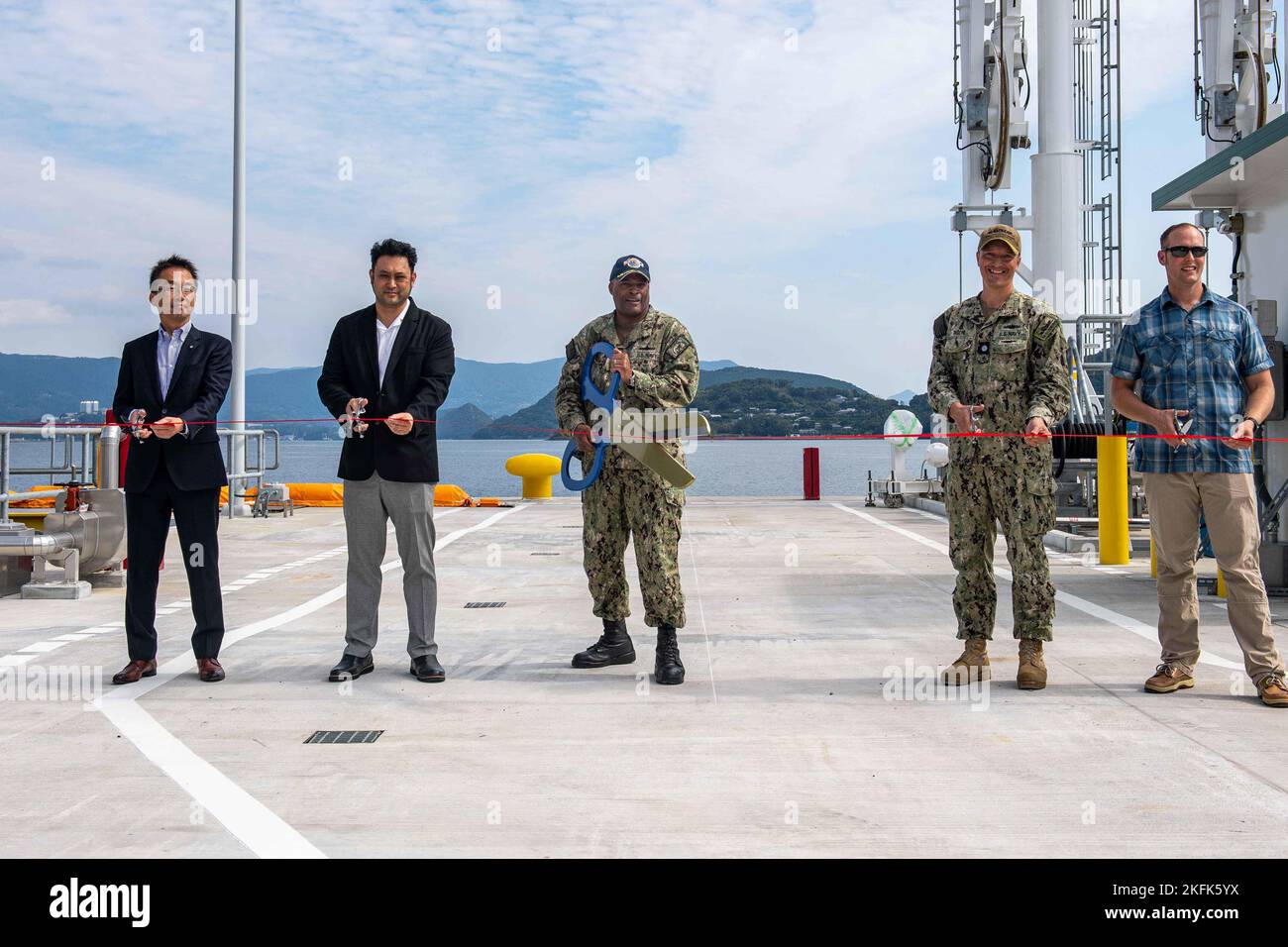 Capt. David Adams, Commander, Fleet Activities Sasebo (CFAS), Hitoshi ...