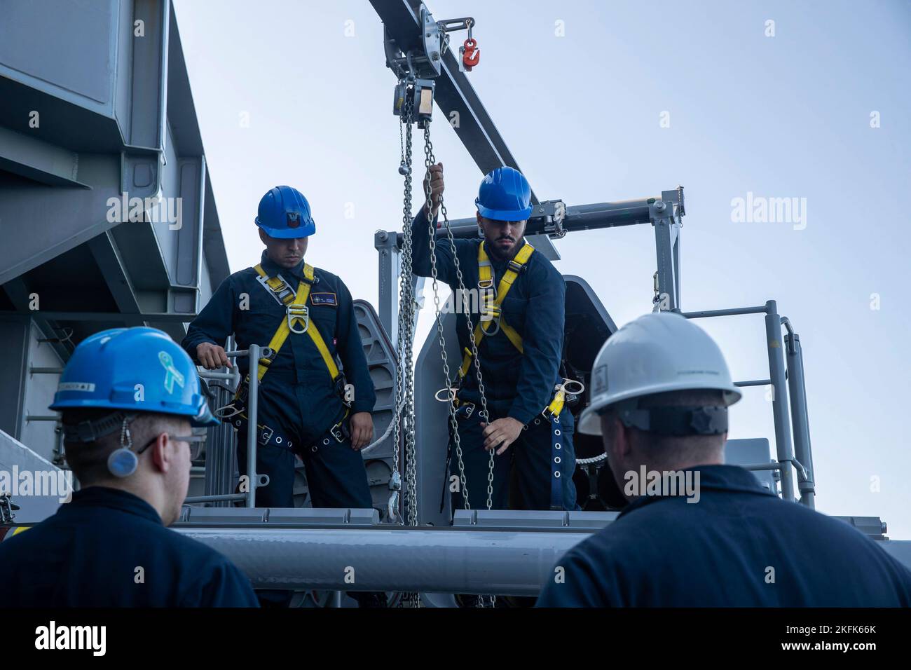 Sailors assigned to the first-in-class aircraft carrier USS Gerald R ...