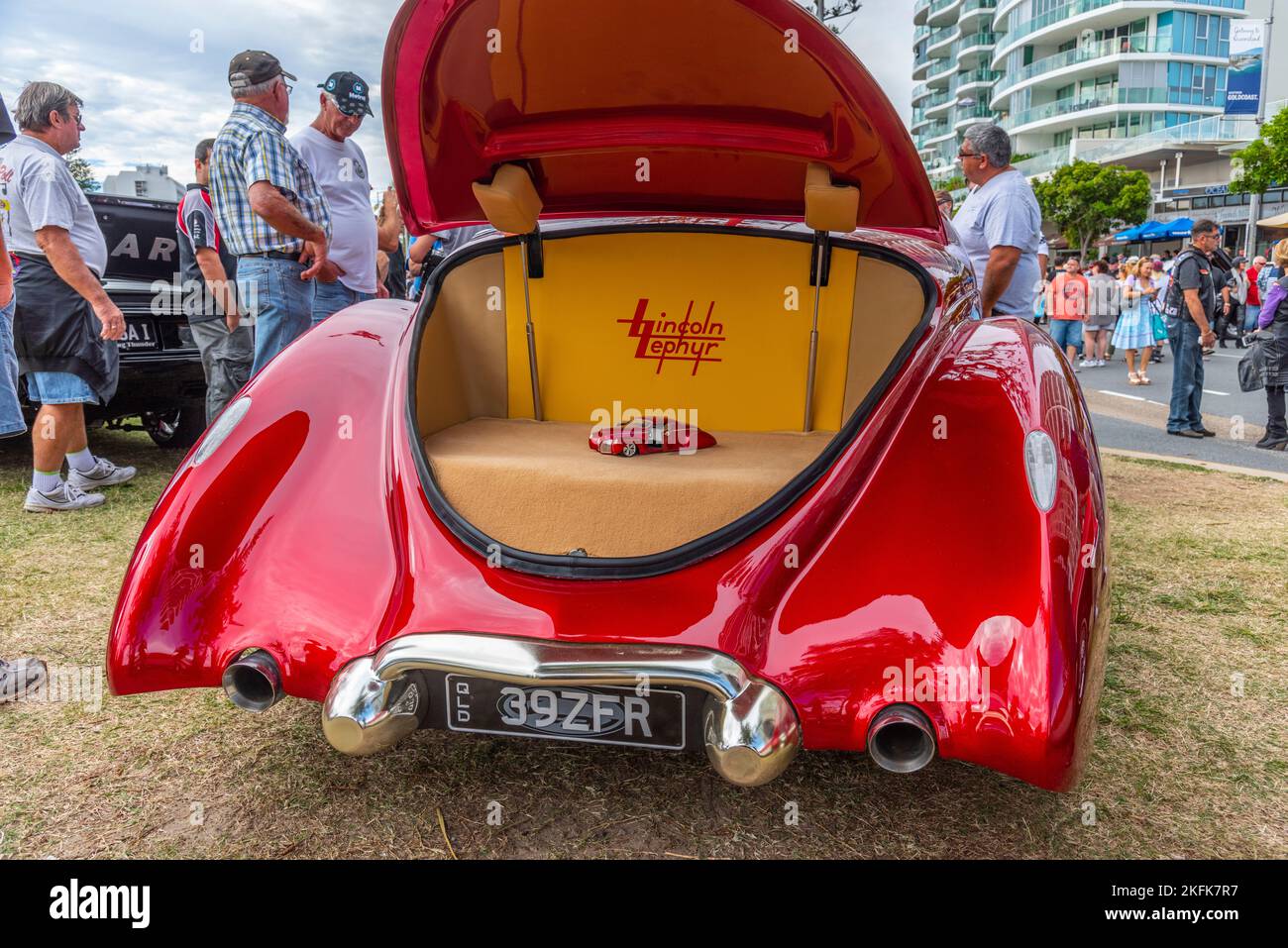 Red custom Lincoln-Zephyr at the Cooly Rocks On retro festival at ...