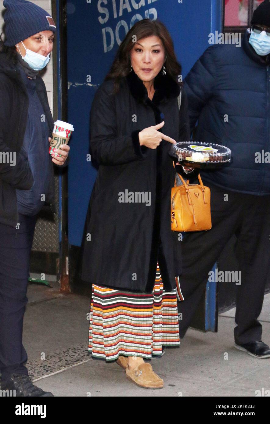 NEW YORK, NY- November 18: Juju Chang seen exiting Good Morning America in New York City on ...