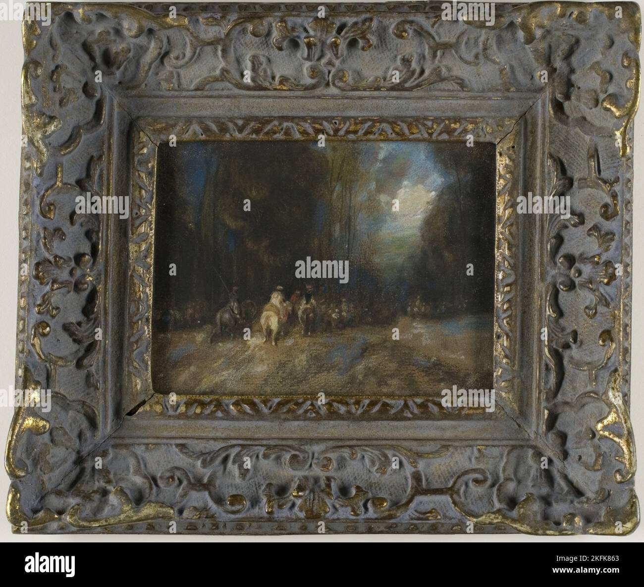 Riders on Horseback in Woods, 18th century Stock Photo - Alamy