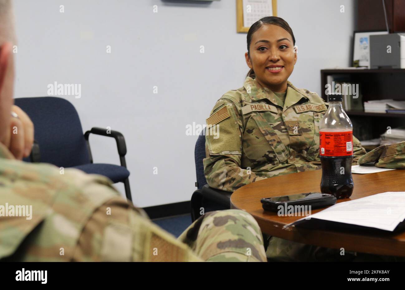 Illinois Air National Guard Airman 1st Class Avaceli Padilla talks to ...