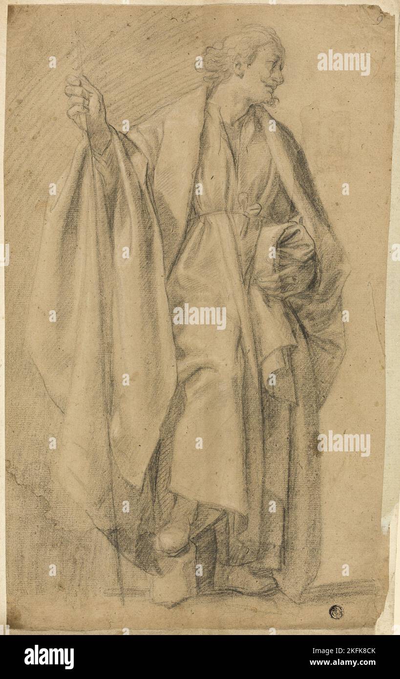 Standing Draped Male Figure, Holding Staff, n.d Stock Photo - Alamy