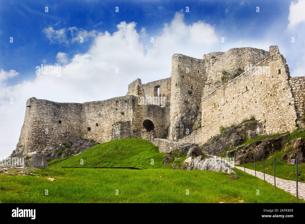 Entrance gate to the ruins of the castle Spis in Slovakia Stock Photo ...