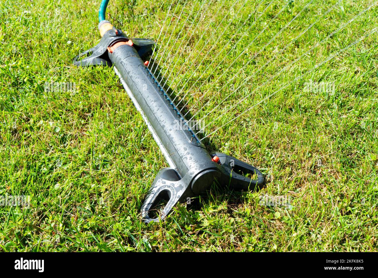 Garden irrigation system lawn. Automatic lawn sprinkler watering green ...